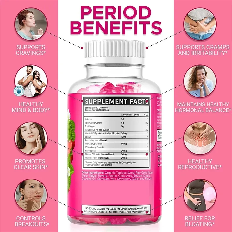 Oem Odm Obm Pms Gummies Dim Supplement Pms Relief Gummies Womens
