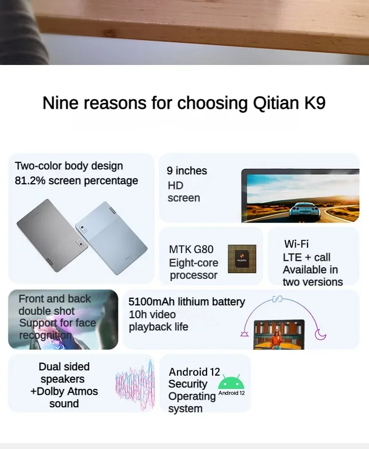 Lenovo M9 Tablet - 9-Inch Portable with 4G+64G Android 12