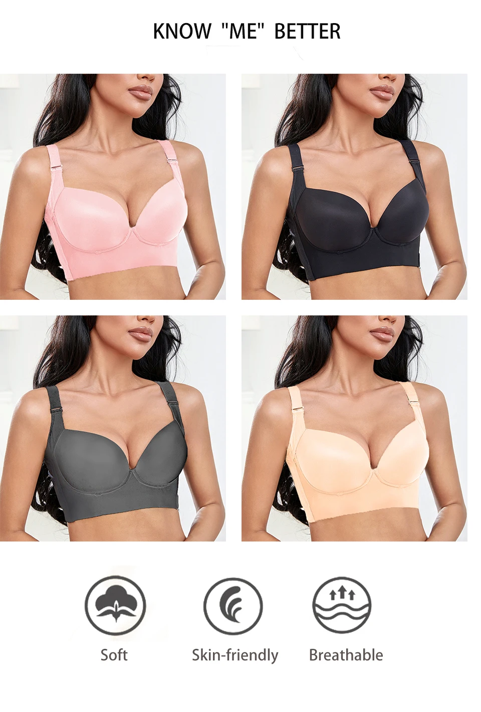 Women Deep Cup Bra Hide Back Fat Underwear Shpaer Incorporated Full