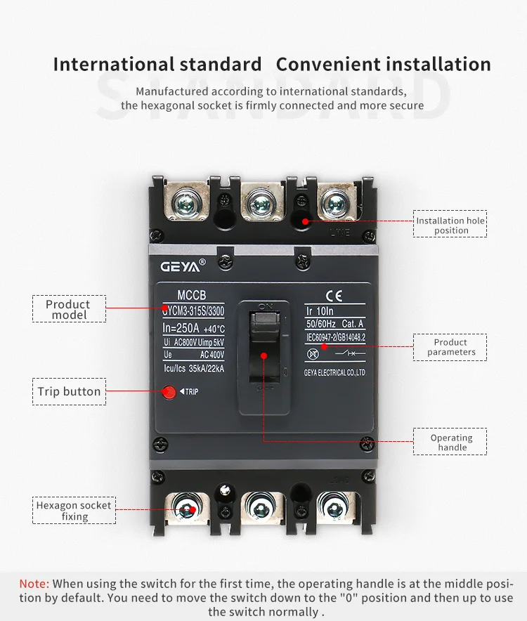 Geya Cm1 Cm3 Safe Mccb 4p 125a-315a Motor Protection Low Voltage Electric Ac Dc Molded Case ...