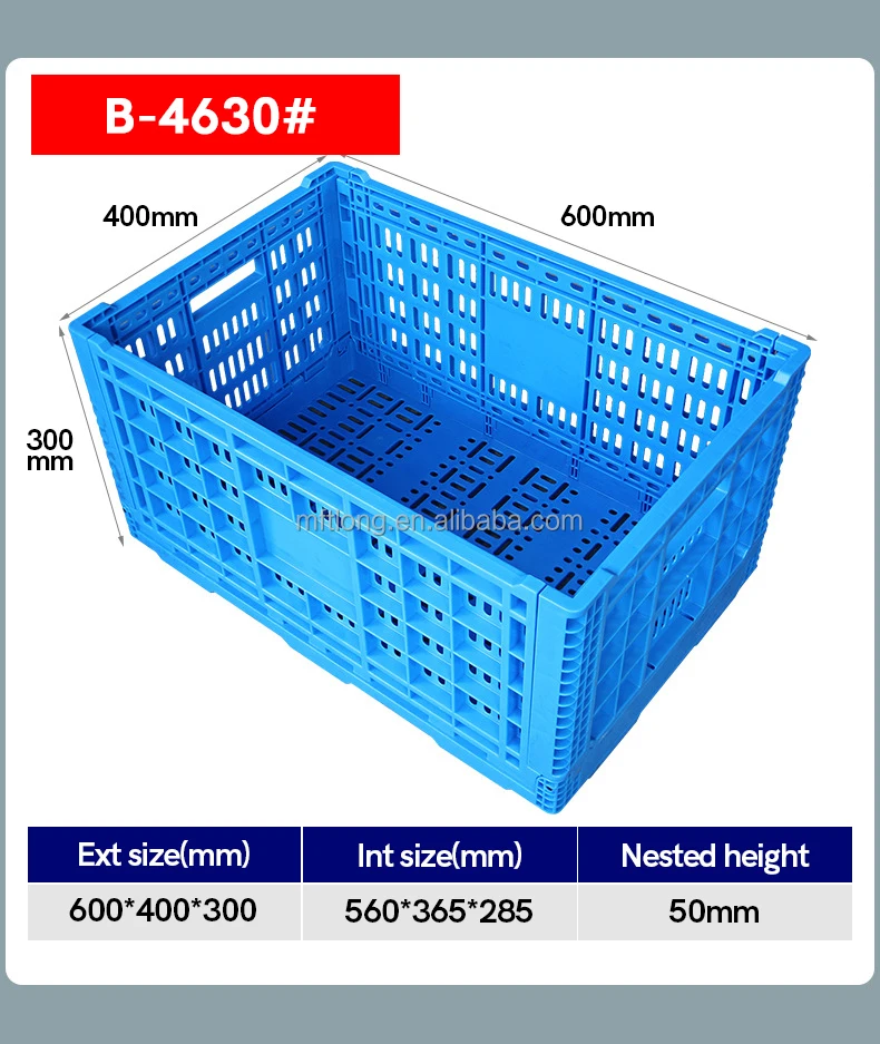 Crate For Sale Crate Vegetable Foldable Plastic Customized Logo Blue Folding Plastic Box ...