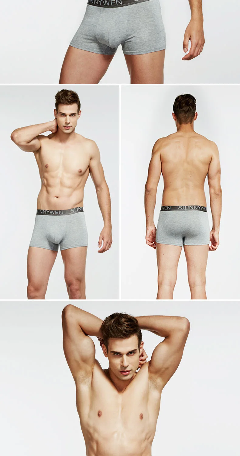 7pcs Lotmens Underwear Sexy Boxer Shorts Modal Solid Color Business