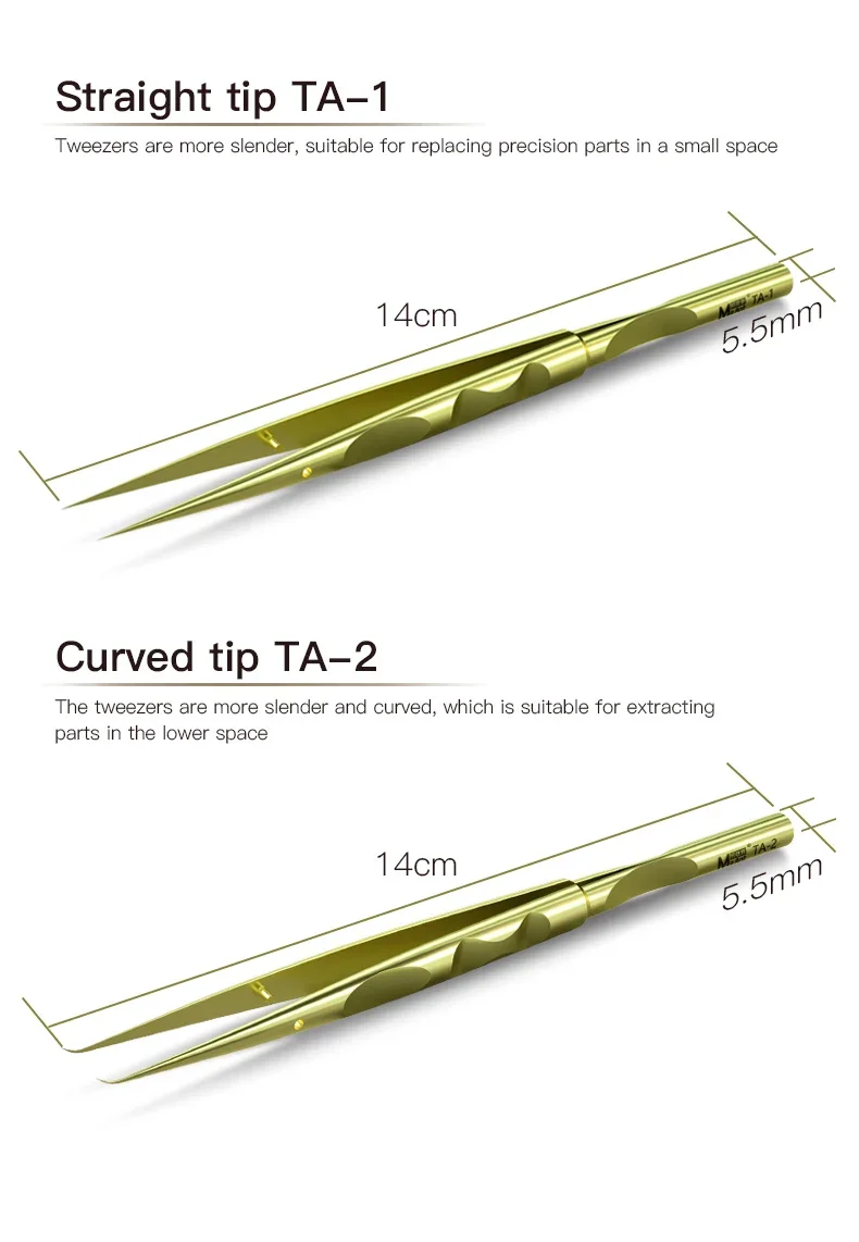 Maant Ta-1 Ta-2 High Precision Titanium Alloy Tweezers Stainless Steel Non-magnetic Curved ...