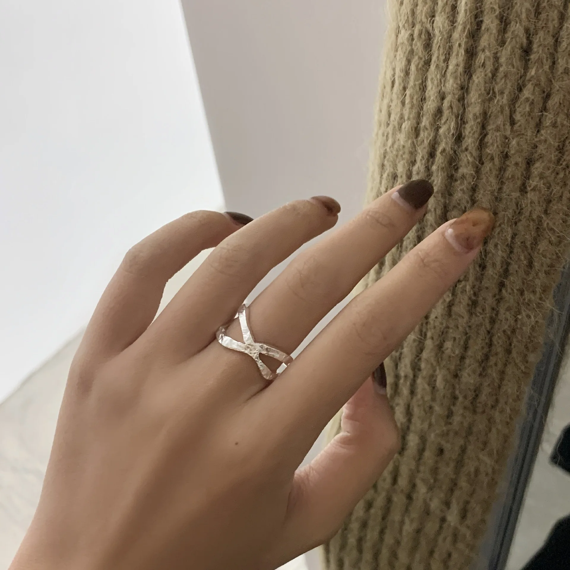 Japan and South Korea Retro Geometric Open Ring Female European and American Network Red tide ...