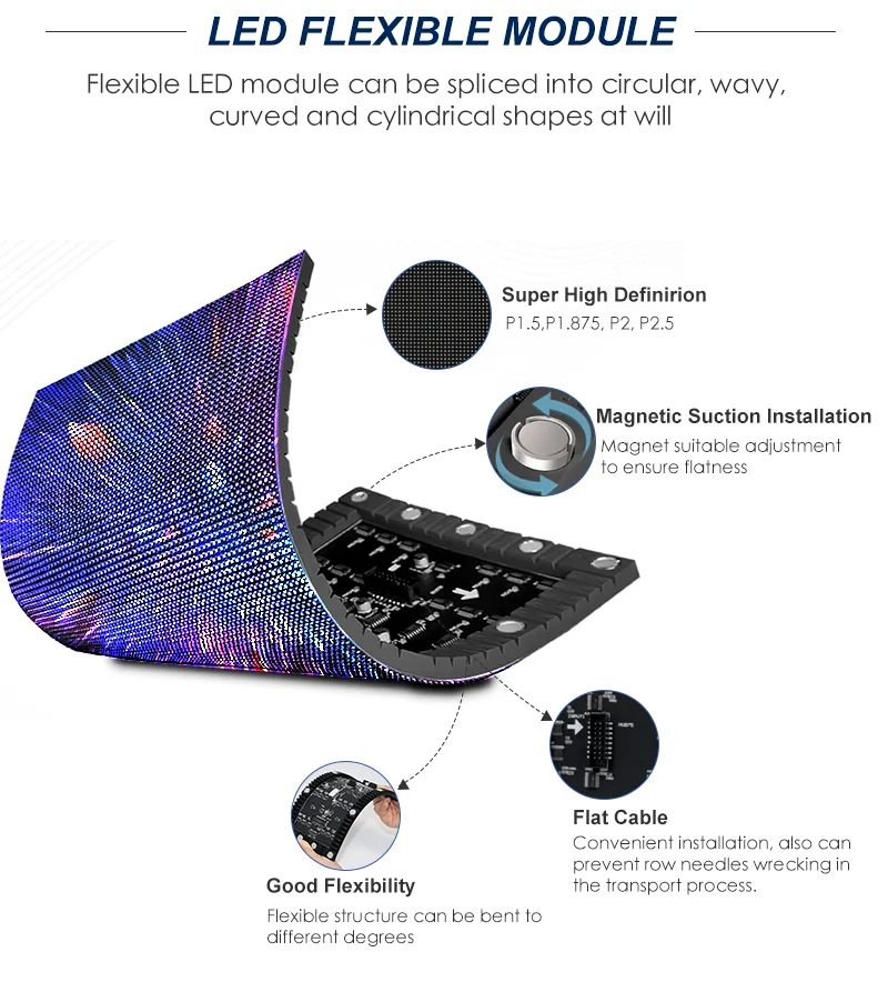 Indoor P2.5 Soft Module Curved Flexible Led Display Screen For Cylindrical Column Use - Buy ...