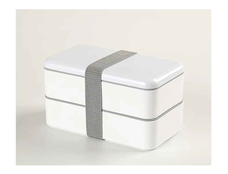 Japanese Style Bento Box Plastic Lunch Box Portable Sealed Double Layer Microwave Heated Student ...