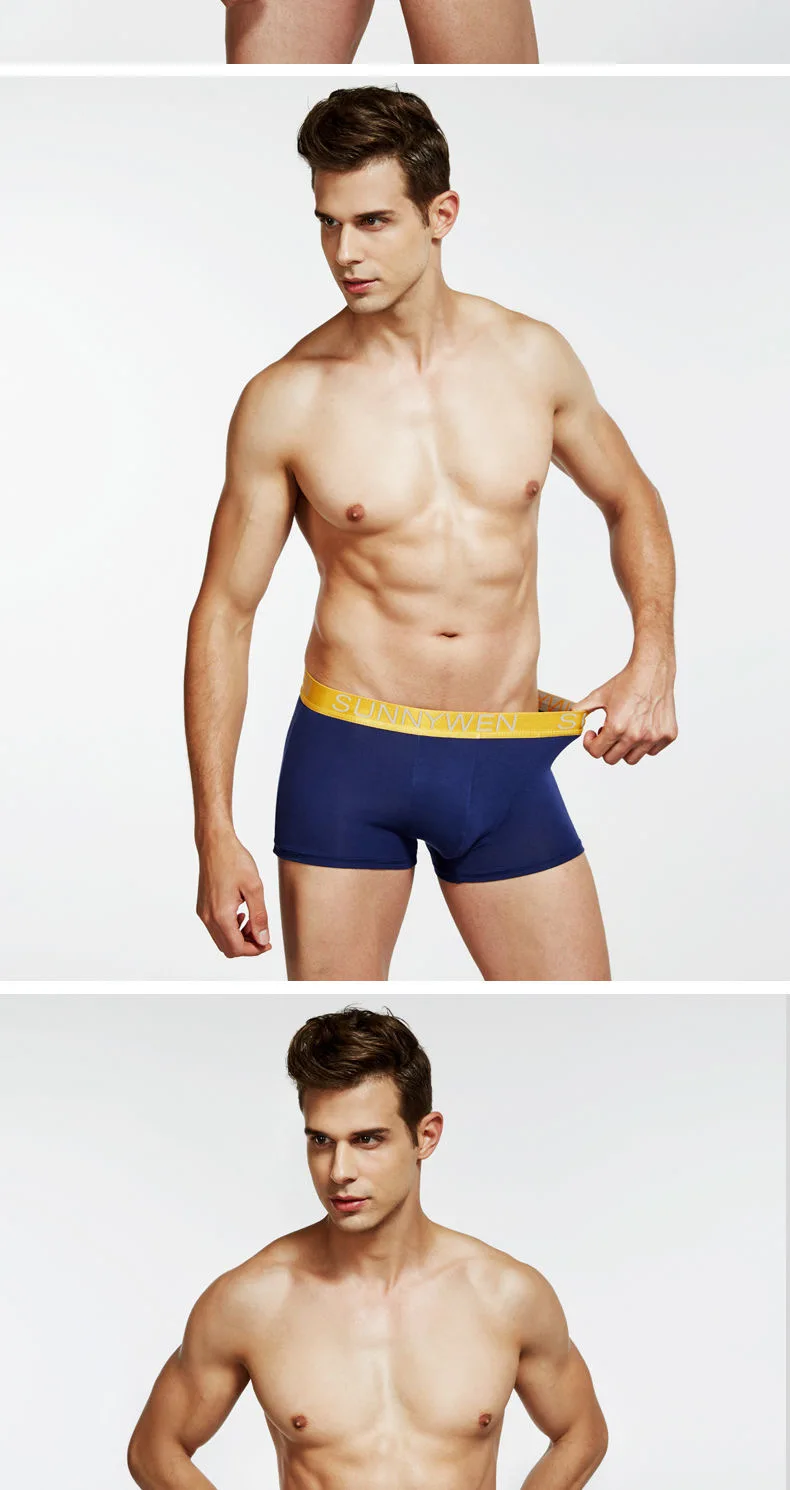 7pcs Lotmens Underwear Sexy Boxer Shorts Modal Solid Color Business