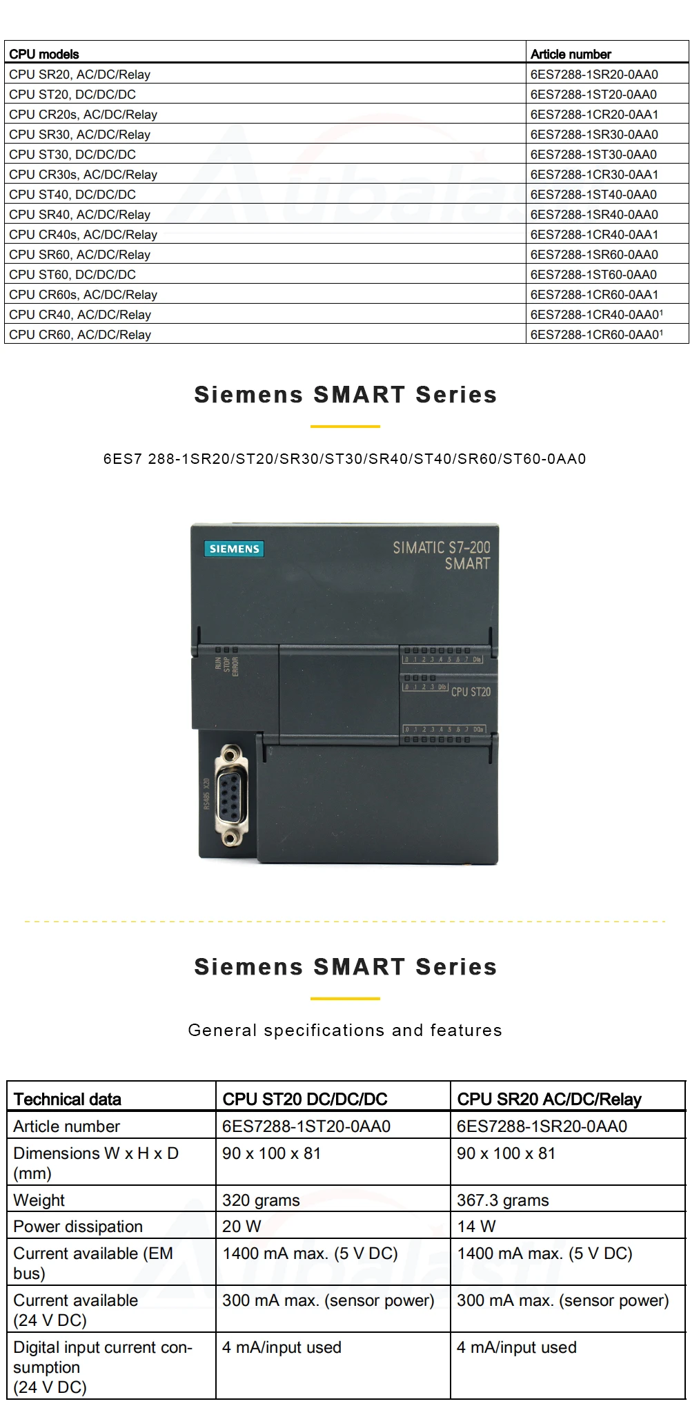 Siemens PLC S7-200 Smart ST20 SR30 ST40 SR60 for Milling Machine - OEM