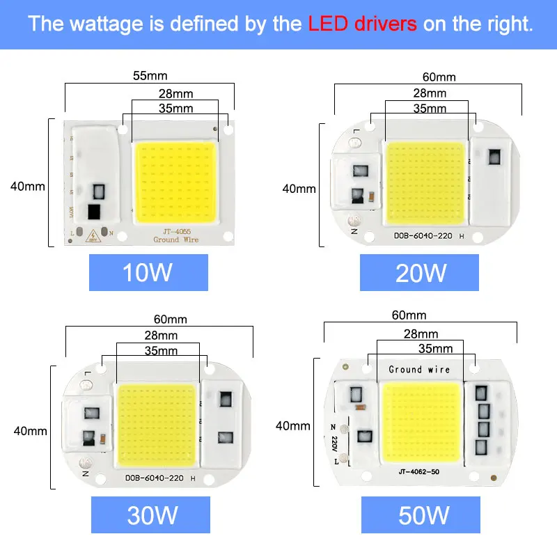 Led Chip 10w 20w 30w 50w Cob Chip Led Lamp 110v ~ 240v No Need Driver For Flood Light Spotlight ...