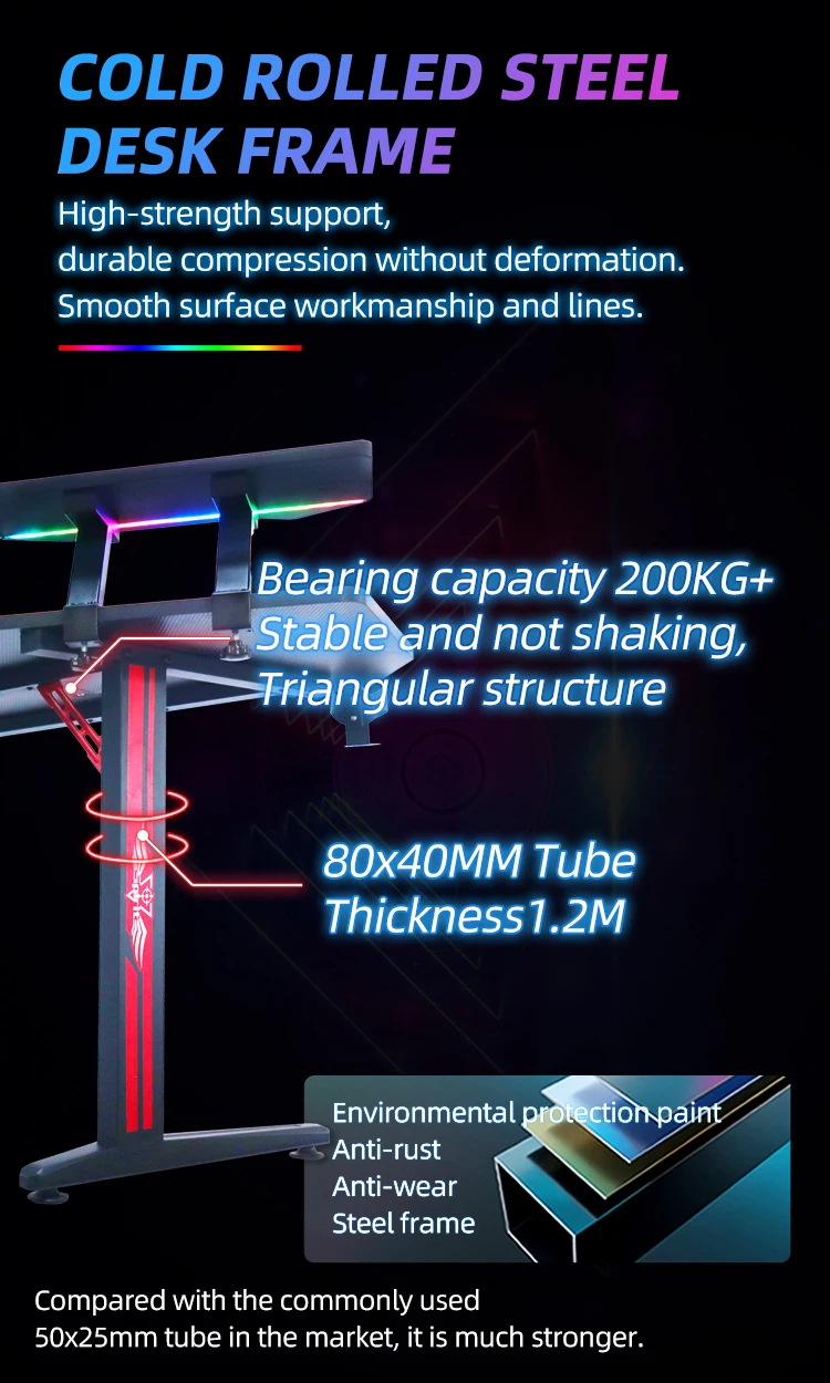 180cm Large Desktop Rgb Gaming Desk Corner E-sports Computer Gaming Table Manufacturer Black Pc ...