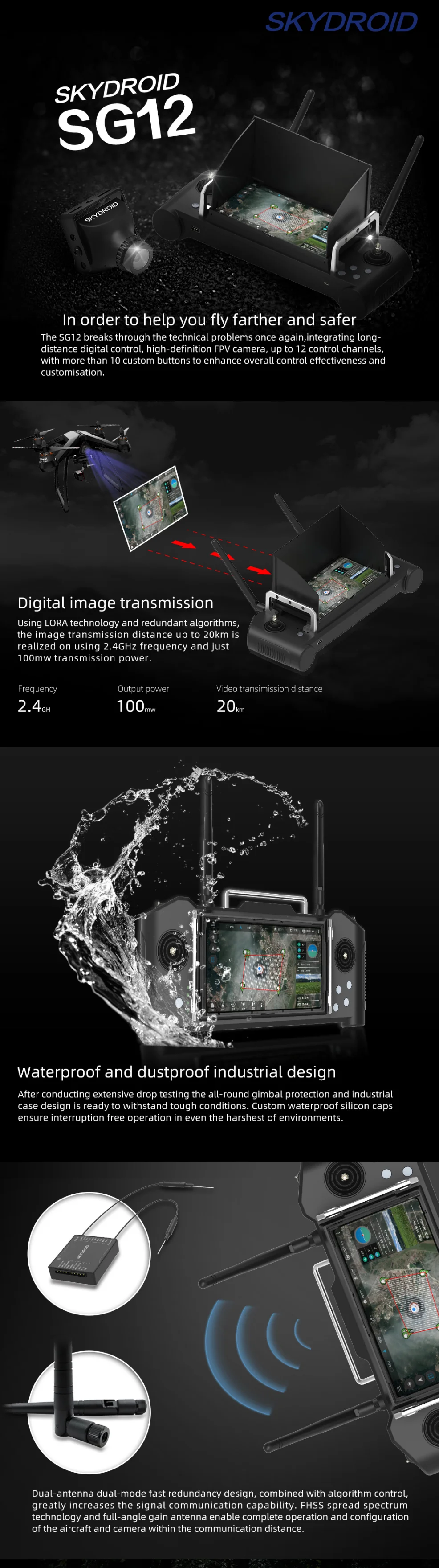 Skydroid Sg12 Digital Image Transmission Data Camera 3-in-1 Plant Protection 2.4ghz Long ...