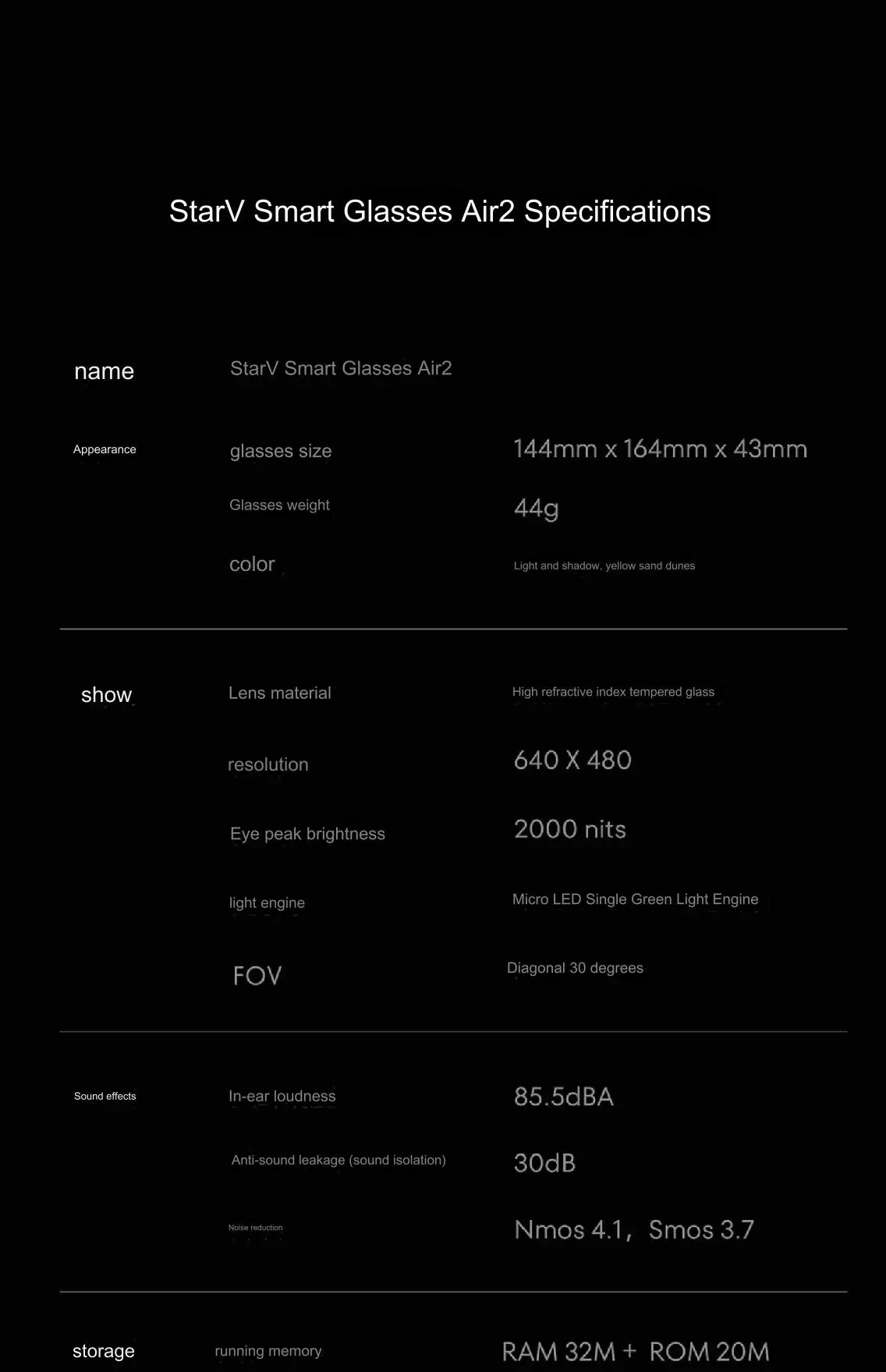 Meizu StarV Air2 3D Smart Glasses with 13 Language Support
