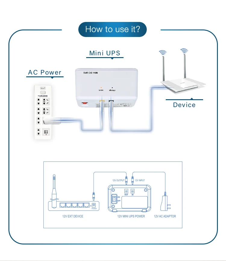 Mylion Mini Ups 12v 2a 5200mah Dc Battery Backup Ups For Wifi Router Poe Output 9v 12v 15v Mini ...