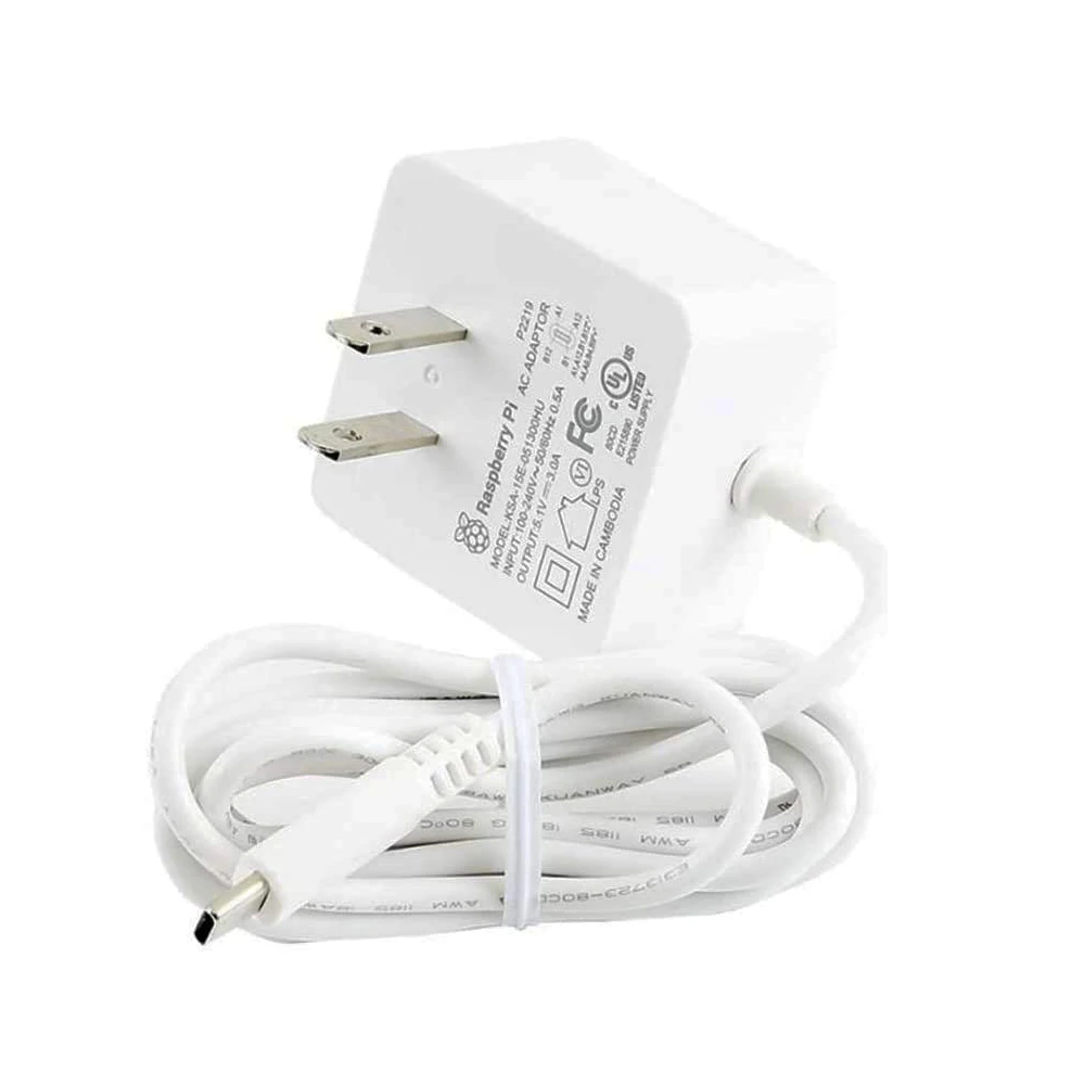 Raspberry Pi 4 Official Power Supply 15.3w Usb-c Adapter 5.1v 3a Charger For Raspberry Pi 4 ...
