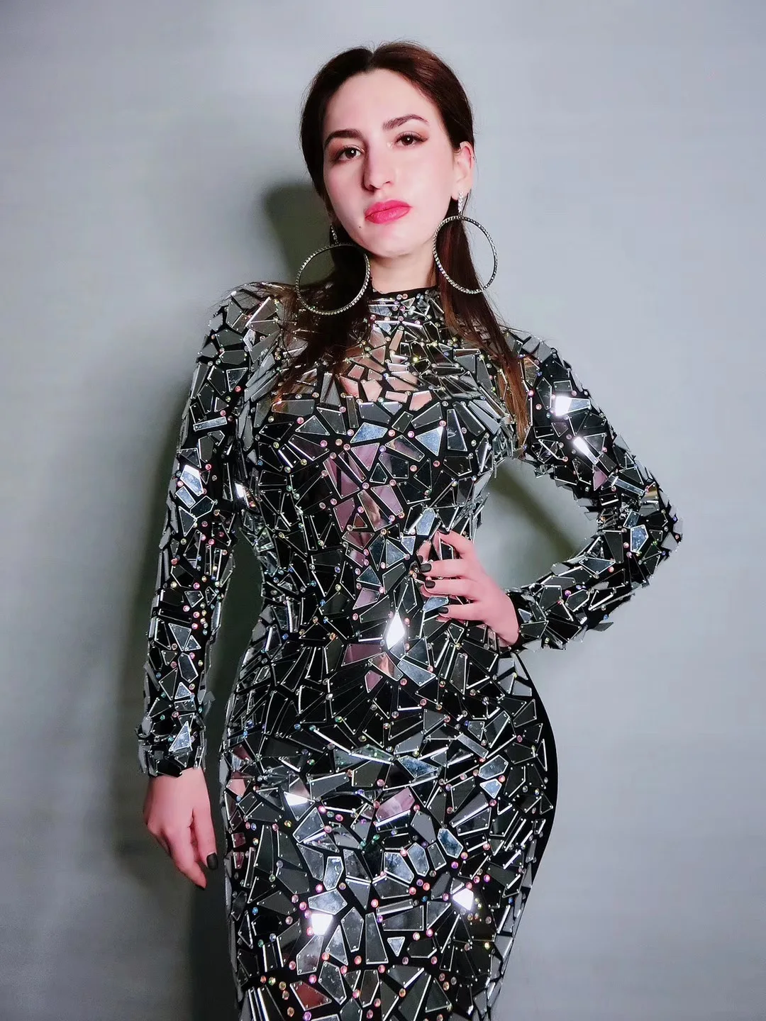 Full Mirrors Club Dress 2022 Sexy Birthday Rhinestone Dresses Women Wedding Guest Plus Size ...