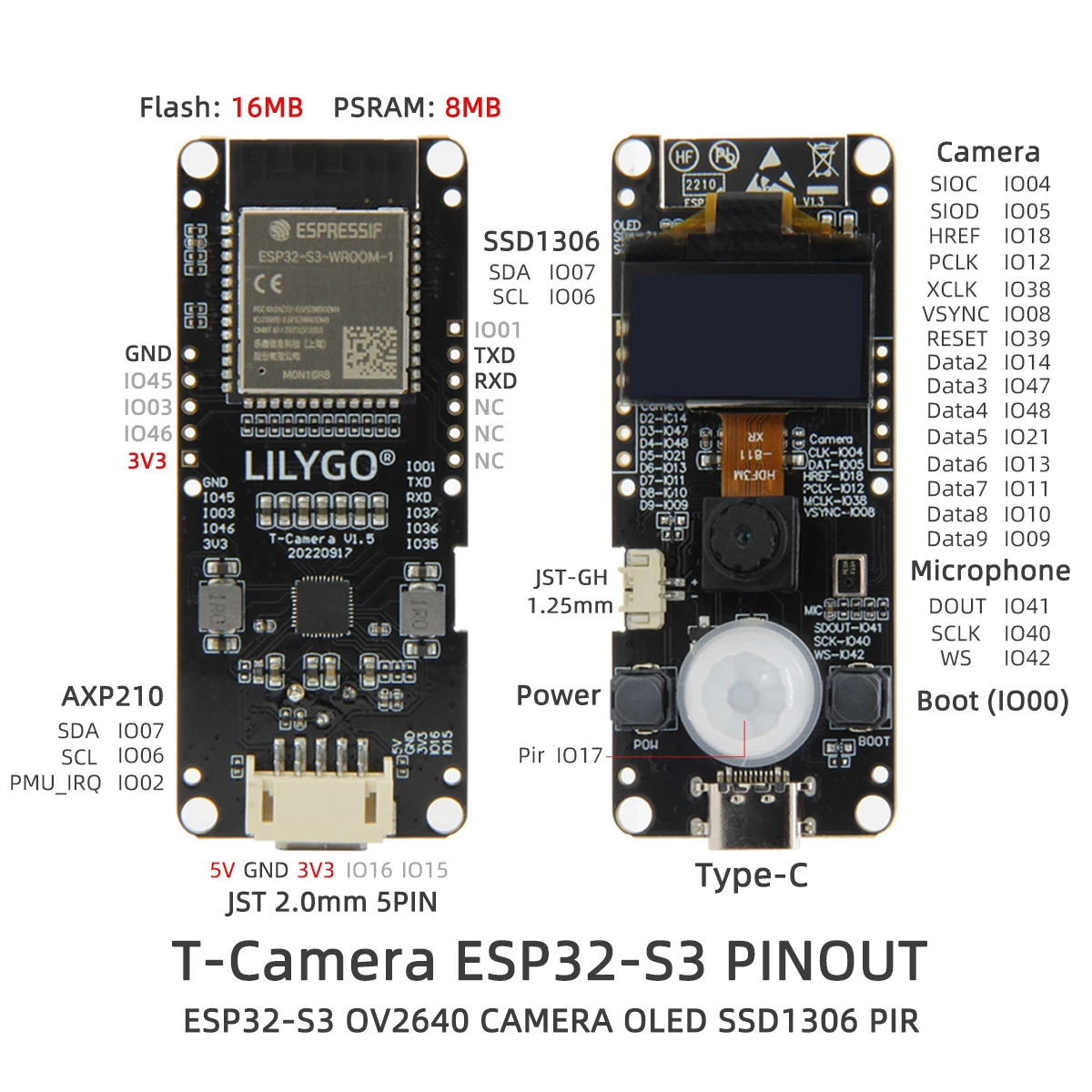 T Camera S3 Esp32 S3 Esp32 Cam 2 Million Pixels Hd Camera Flash 16mb Esp32 S3fn16r8 With 096 