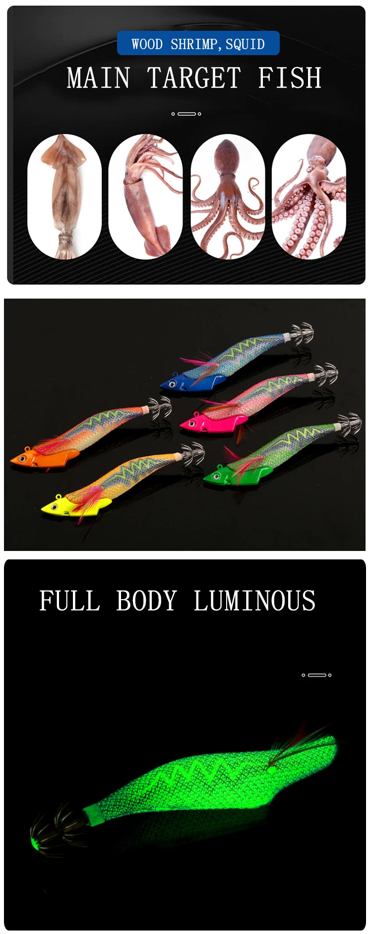 Letoyo Glow Squid Jig Saltwater Fishing Luminous Shrimp Prawn Lures Fluorescent Squid - Buy ...