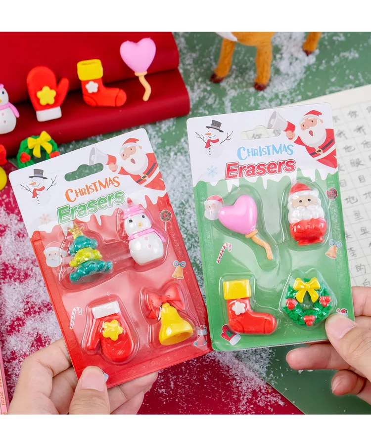 Hot Sell Mini Kawaii Eraser Cartoon Santa Christmas Tree School Office ...