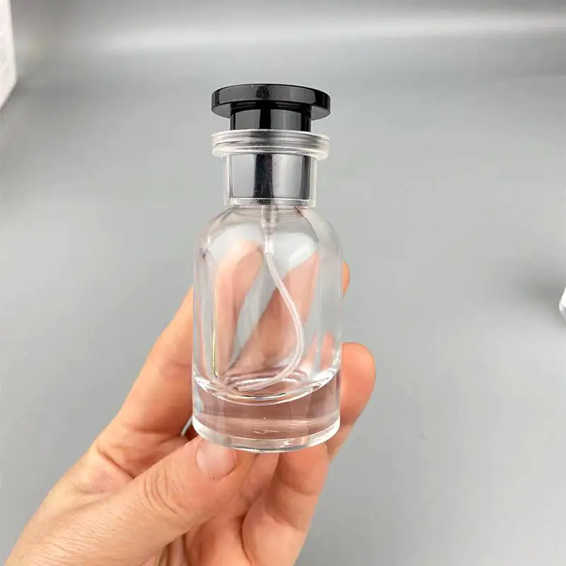 Custom 30ml 50 Ml Refillable Perfume Bottle 100ml Clear Round Empty Crimp Crystal Glass Spray ...