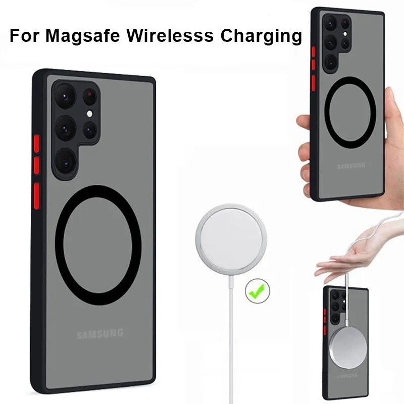 Luxury For Magsafe Wireless Charging Phone Case For Samsung S23 Ultra S22 S21 S20 Fe Plus Skin ...
