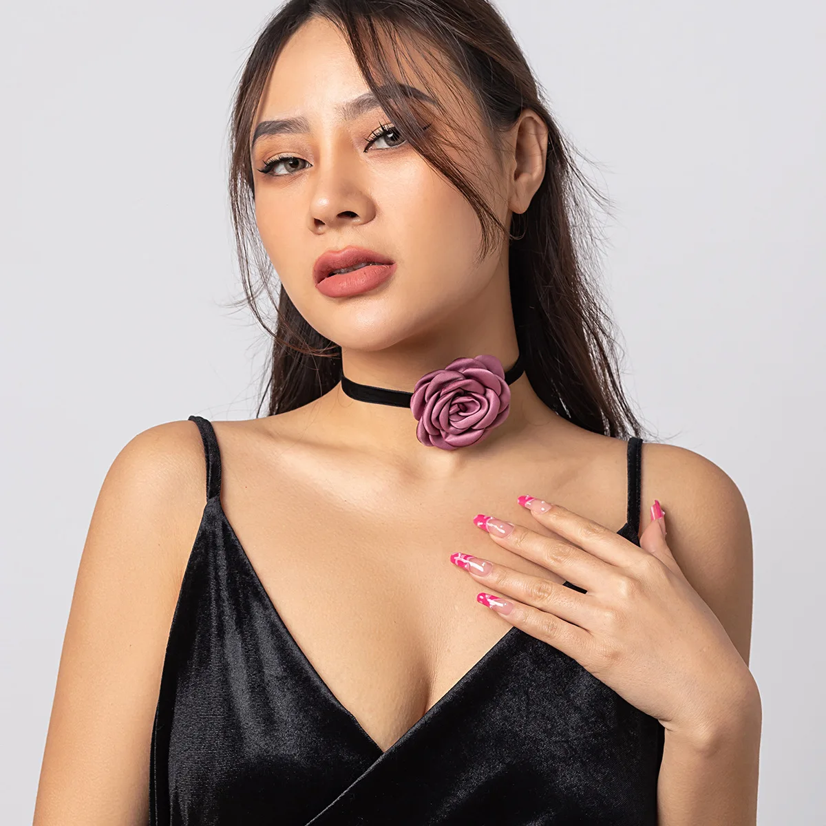 Ewest-gargantilla De Tela Con Diseño De Rosa,Collar De Flores De Malla Hecho A Mano,2023 - Buy ...