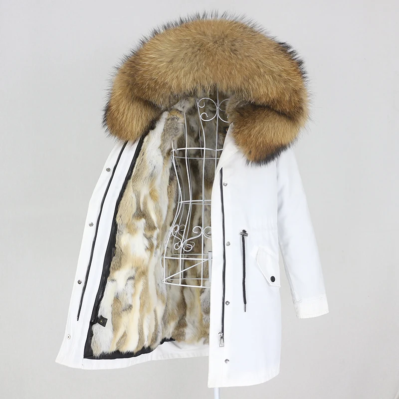 Oftbuy 2024 Long Waterproof Parka Natural Raccoon Fox Fur Collar Hood Real Rabbit Fur Liner Coat ...