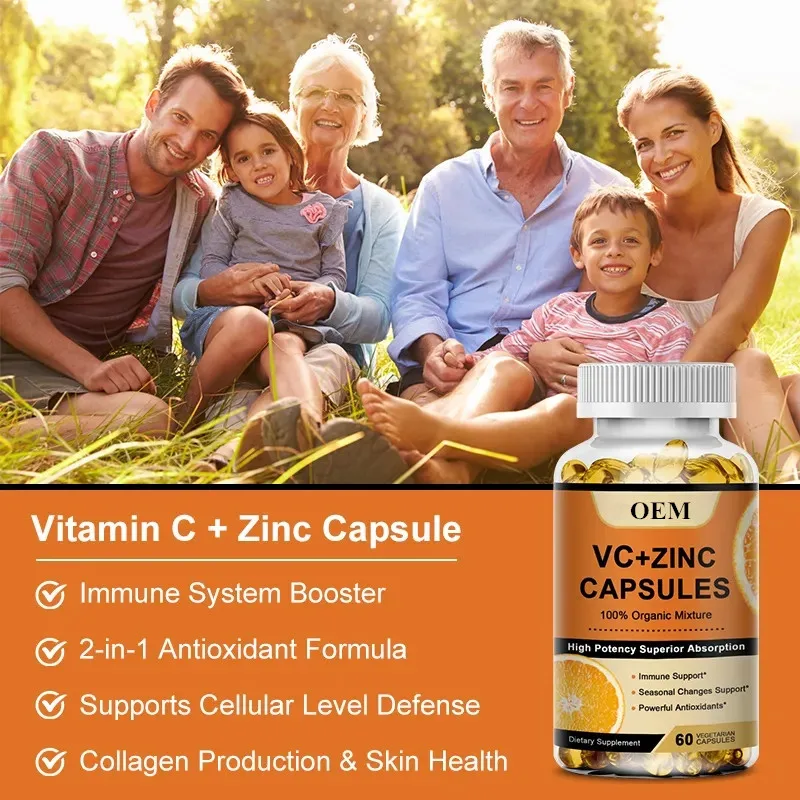 Oem/odm/obm Vitamin C & Zinc Capsules Antioxidant Protection Non-gmo Vitamin C Zinc Capsules ...