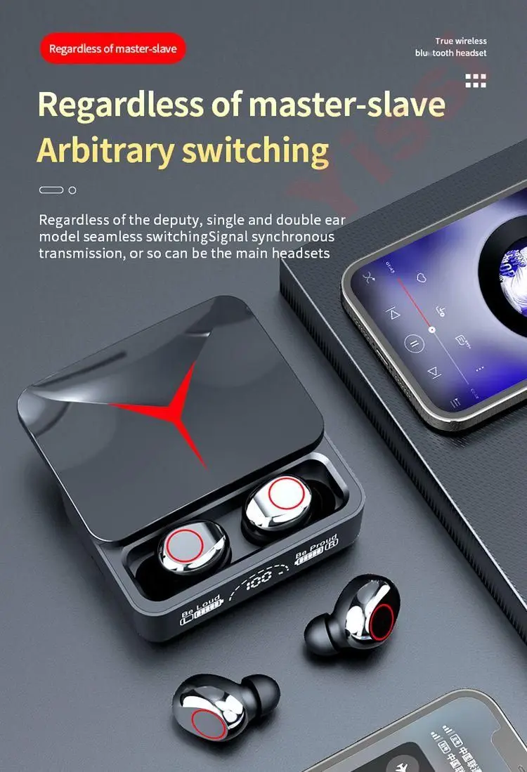 2023 New Design M90 Pro Tws Bt 5.3 Earbuds Low Latency Game Led Light Headset Hifi Stereo ...