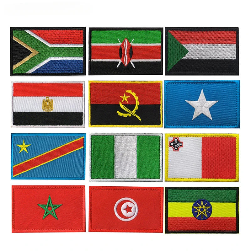 African Countries South Africa Egypt Kenya Congo Nigeria Angola National Flags Embroidery ...
