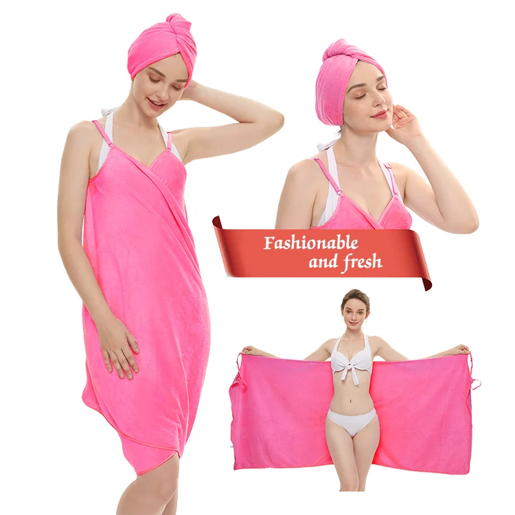 Sexy High Quality Microfiber Women Bath Dress Wearable Bathrobe Towel with Belt for Beach Use ...
