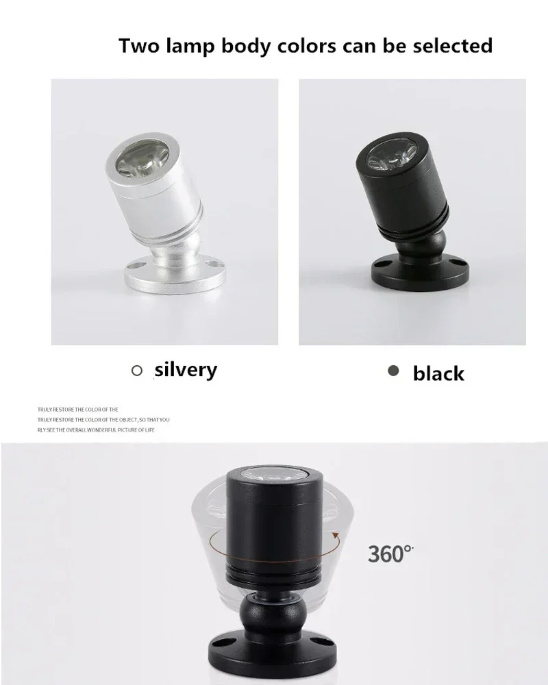 USB 5V LED Spot Light 1W 3W Surface Mounted Cabinet Showcase Counter Rotatable Angle Mini ...