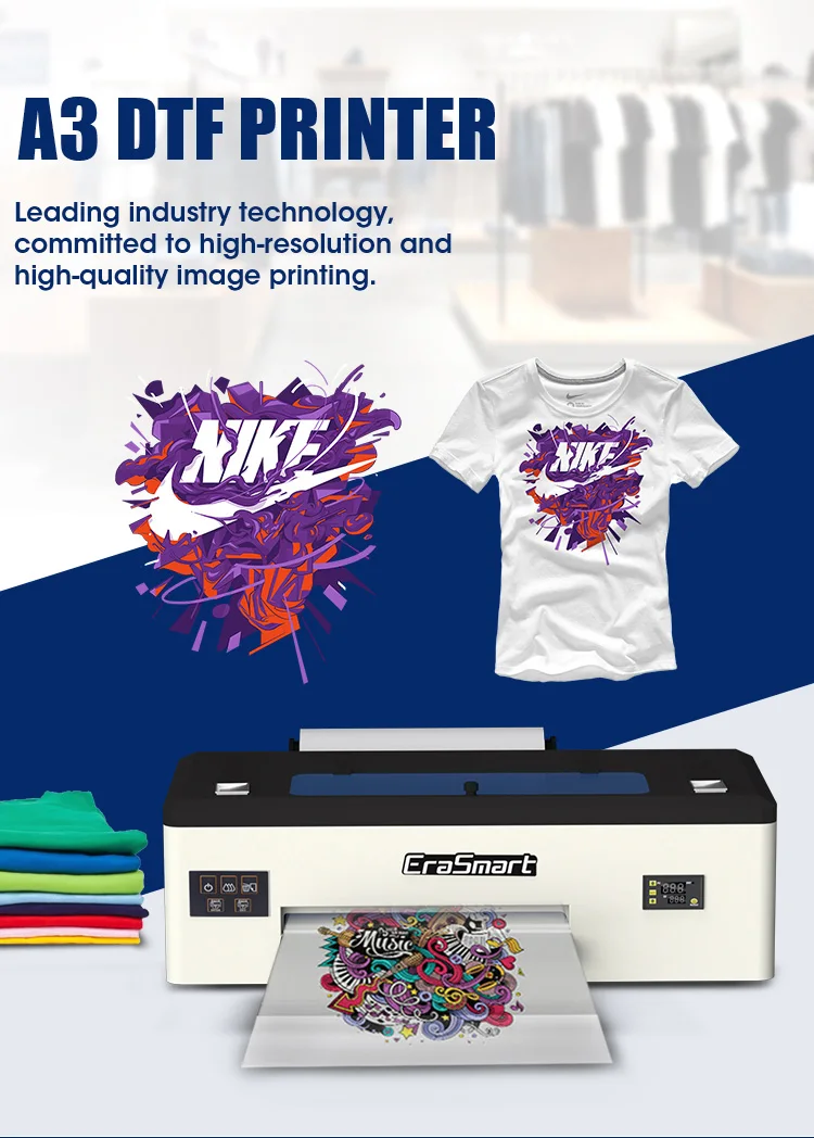 Erasmart A3 Dtf Printer Printing Machine Digital T-shirt Printing Machine Printer for Clothes ...