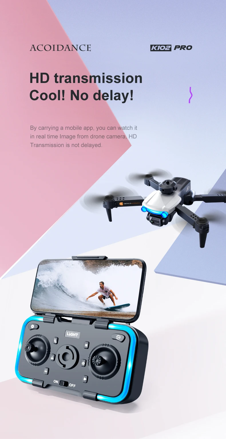 Hot Sale K102 Pro Mini Drone 4k Hd Dual Camera Four-way Obstacle Avoidance Dron Professional ...
