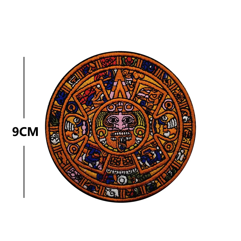 Mayan Calendar Patch Embroidered Aztec Sun Stone Armband With Hook Loop Fastener On The Back ...