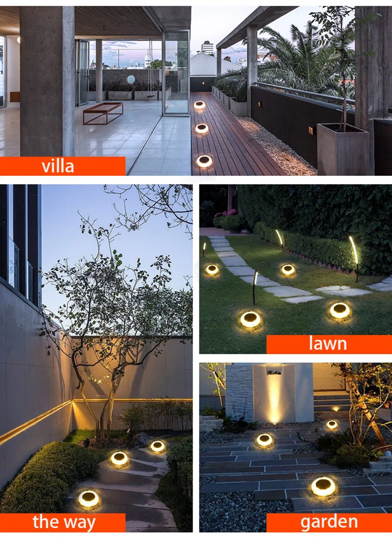 Led Solar Lawn Lights Outdoor Waterproof Solar Powered Buried Street Lamp Garden Villa ...