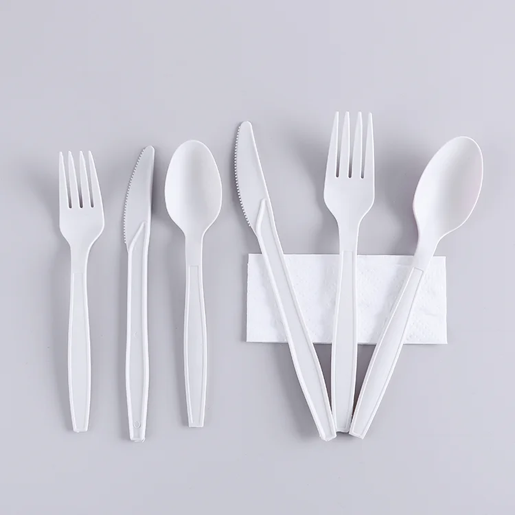 Eco-friendly Biodegradable Disposable Plastic Cpla Corn Starch Cornstarch Fork And Spoon ...
