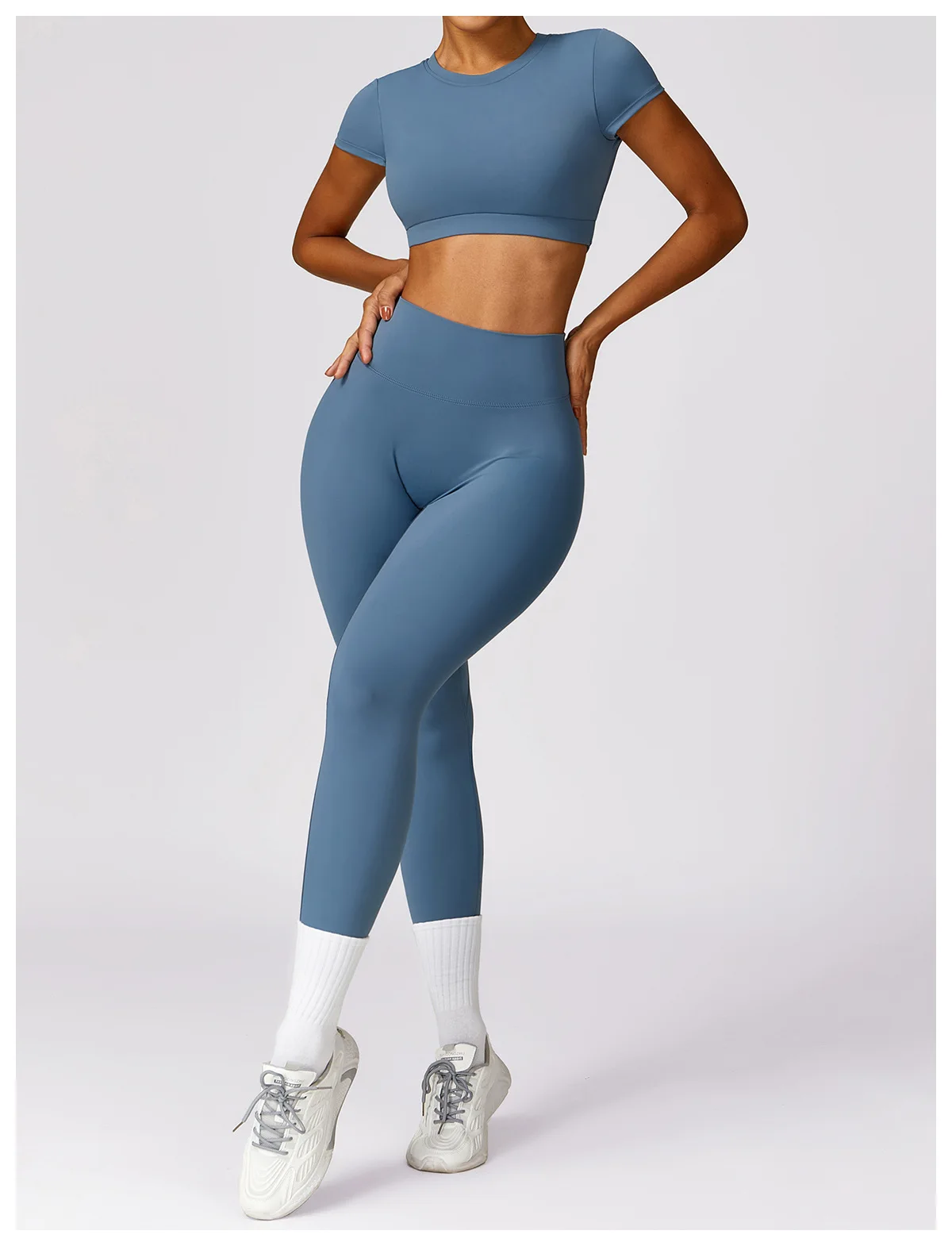 3-piece Custom Workout Clothing Activewear Women's Leggings Athletic Wear Sports Short Sleeved ...