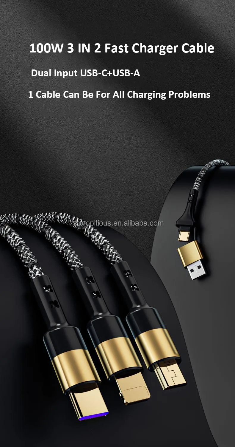 100w Fast Charger 5a Usb Charger Cable For Iphone15 Micro Usb-c Type C Charging Cable For Huawei ...