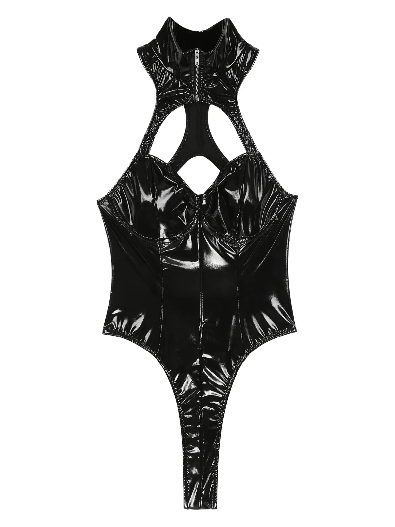 New Arrived Womens Club Stage Performance Costume Wet Look Patent