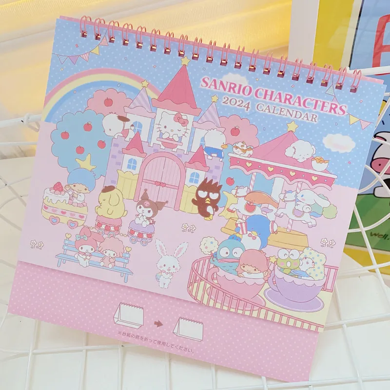 2024 Anime Sanrio Small Calendar Kawaii Cartoon Kuromi Desk Calendar ...