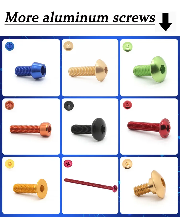 IOS7380 Red Bule Hexagon Socket Bolt Anodized Aluminum Bolts