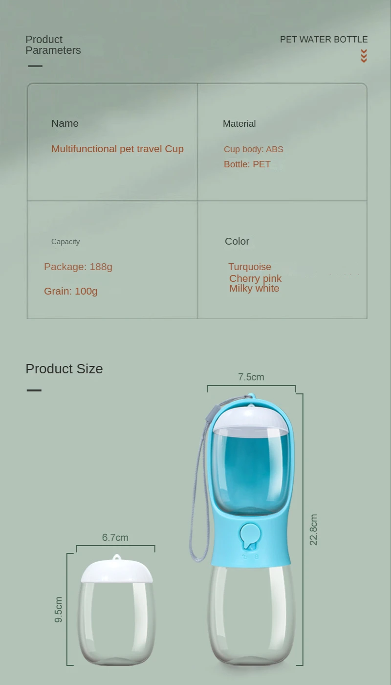 Pet Two-in-one Water Food Cup Portable Bottle for Cats and Dogs| Alibaba.com