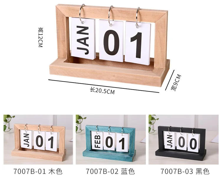 Creative Wood Flip Calendar Desktop Perpetual Calendar Retro Stationery ...