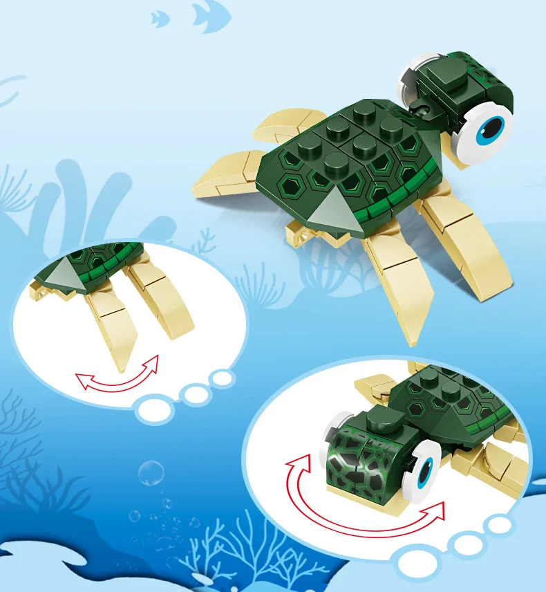 KAZI KY80043 Ocean World Shark Lobster Octopus Building Blocks