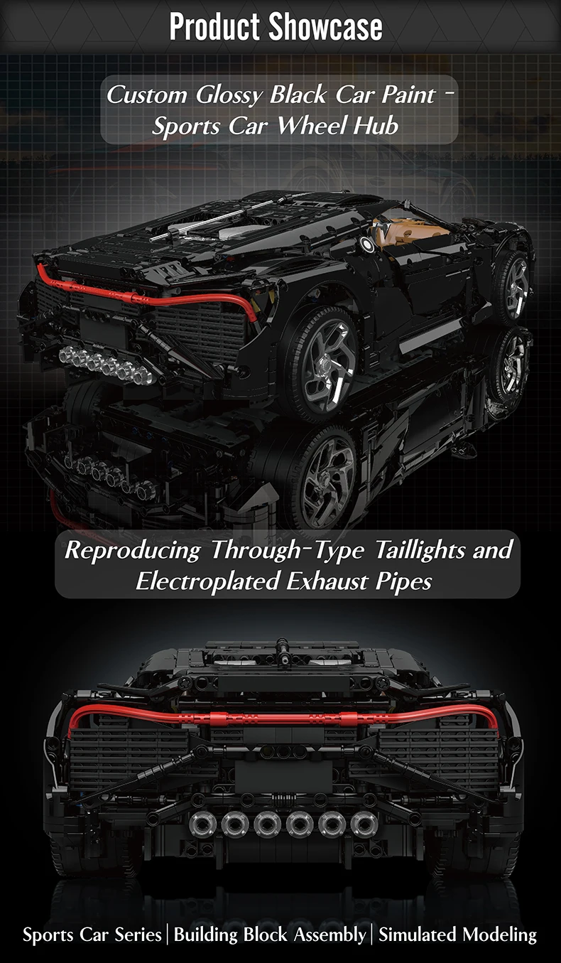 Mould King 13163 Technical Car Remote Control Bugattied La Voiture Noire Sport Racing Vehicle ...