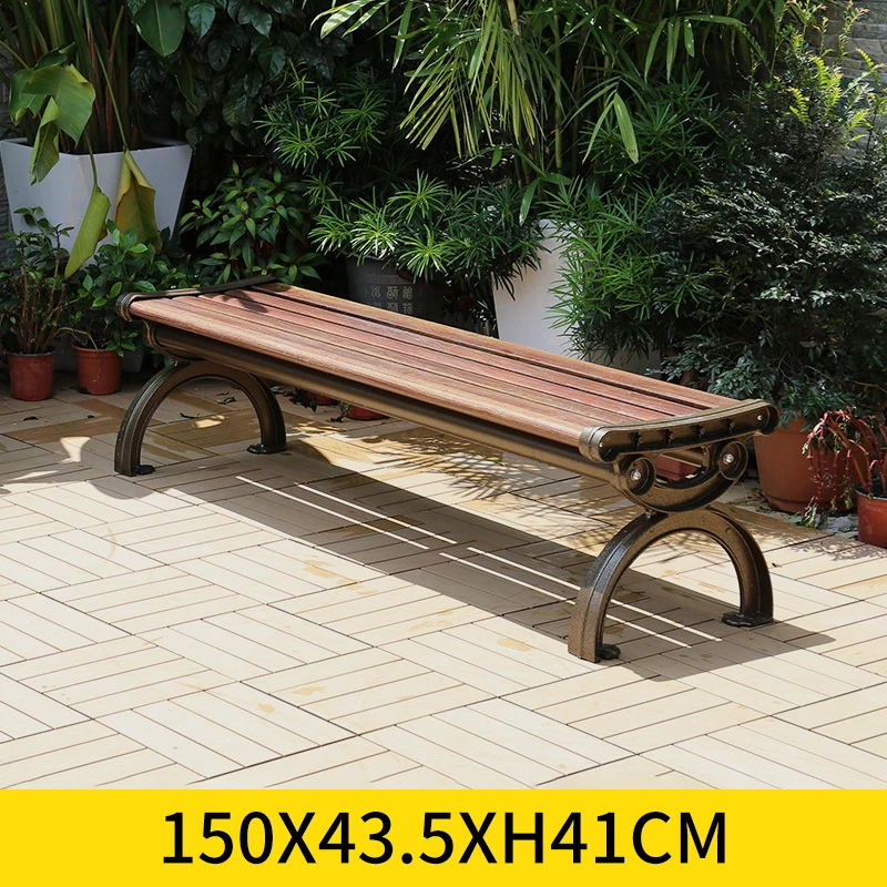 Modern Composite Outdoor Bench with Wood Slat Design - OEM Available