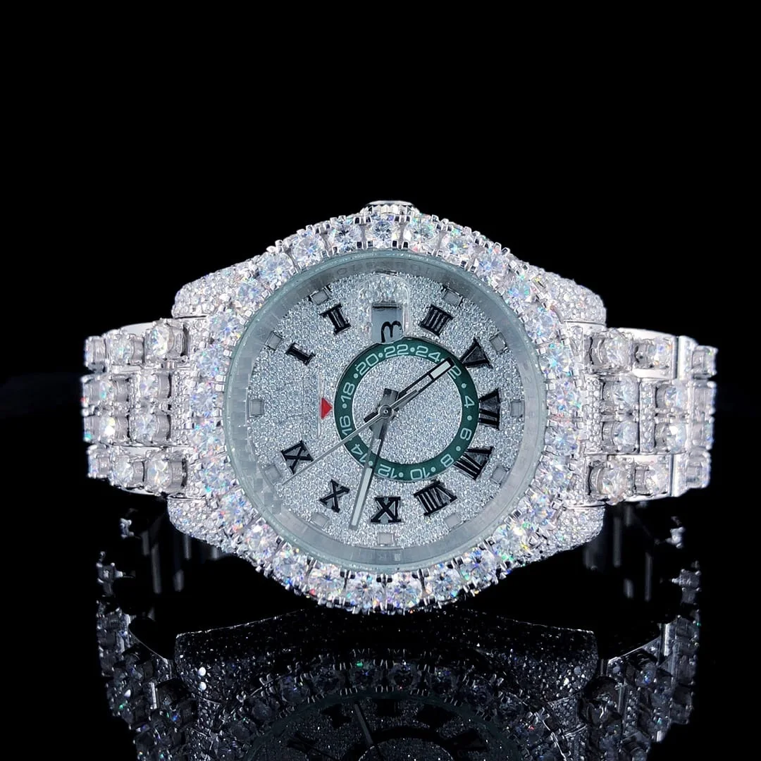 Moissanite Vvs Luxury White Daimond Watch Iced Out Bust Down Hip Hop ...
