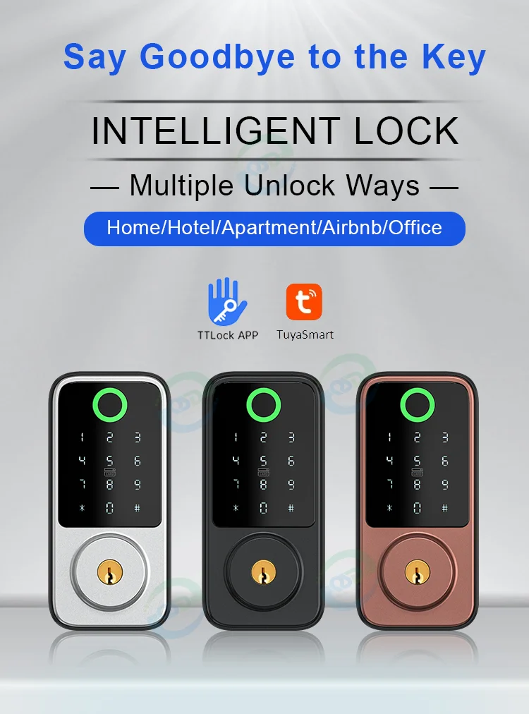 High Security Fingerprint Auto Deadbolt Lock - Ttlock Tuya APP