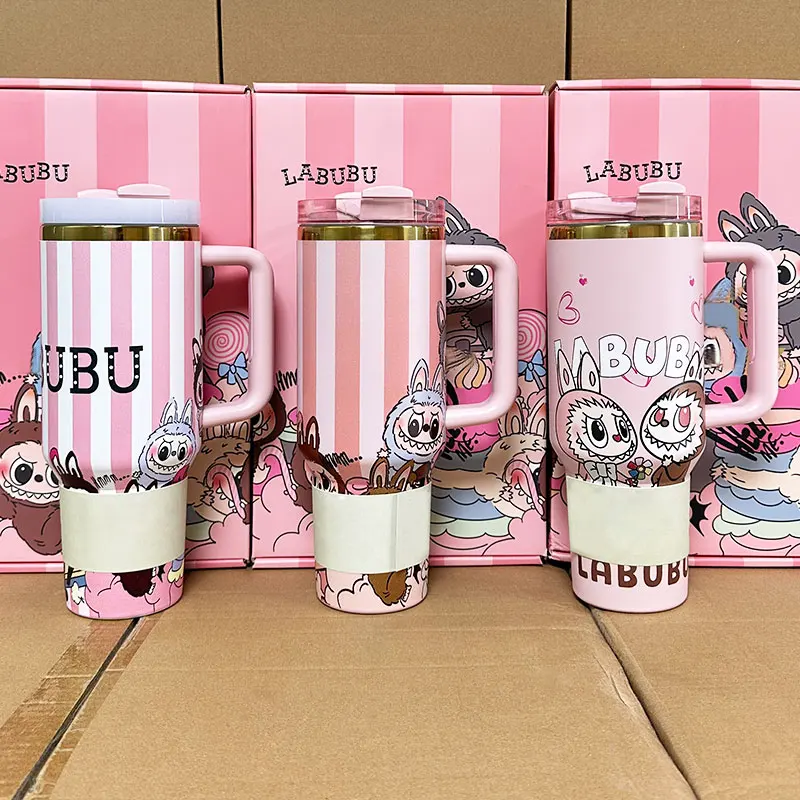 Custom Gifts Box Luxury Labubu Cartoon Straw Cup Insulated Water Bottle ...