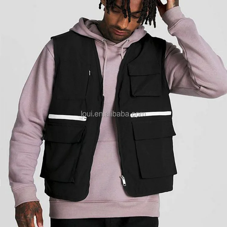Custom Streetwear Utility Vest for Men Utility Vest Fashion Cargo Vest ...